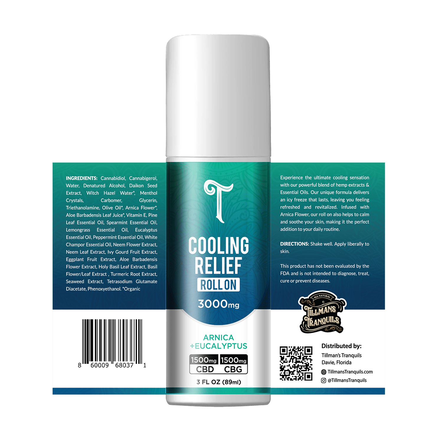 CBD Freeze Roll On - Arnica Gel + CBG Cooling Relief 3000mg