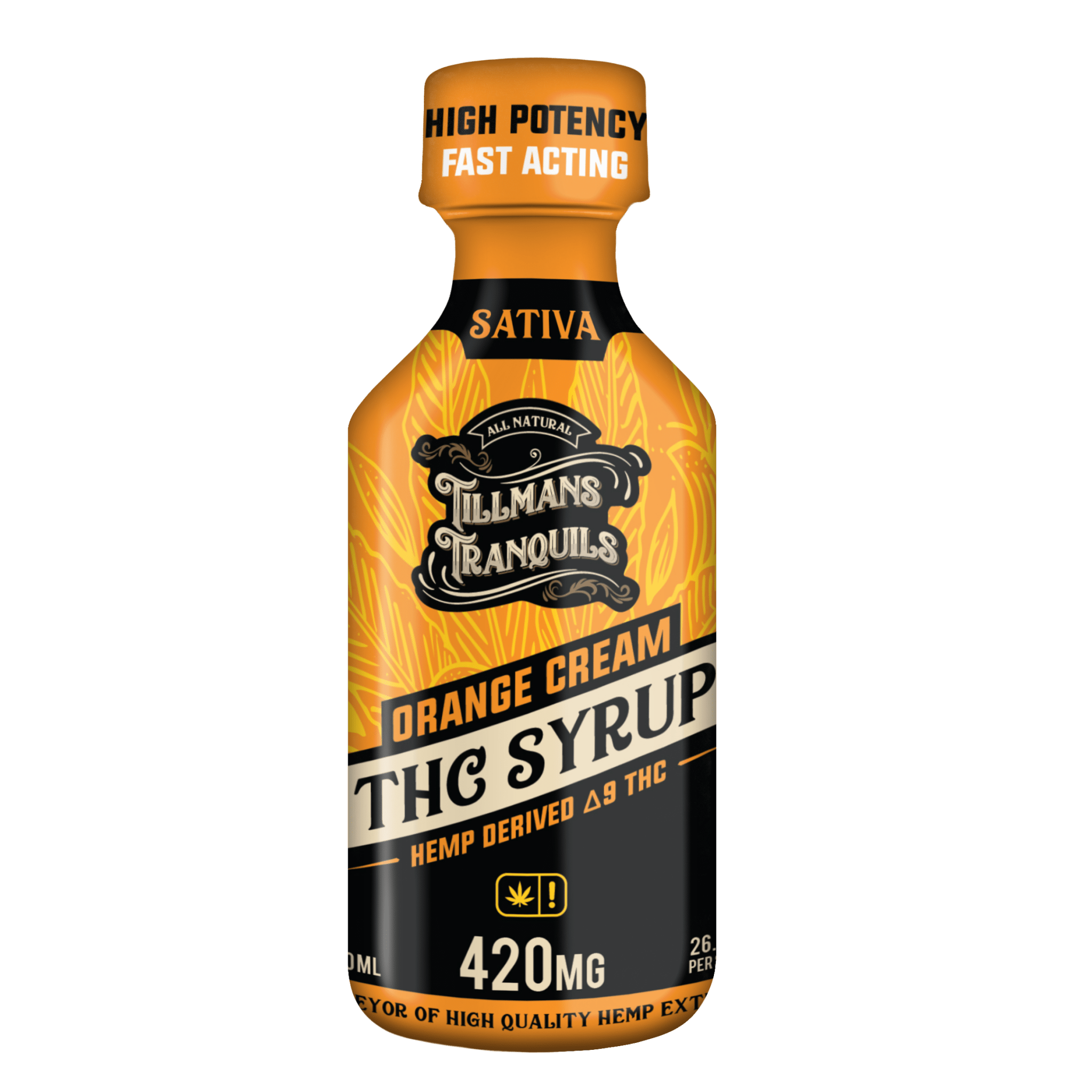 Orange Cream THC Syrup 420mg - Delta 9 Drink Mix | Tillmans Tranquils